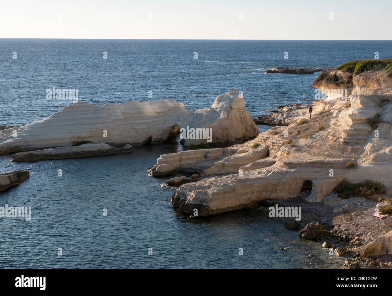 Coastal limestone rock formations, Sea Caves, Peyia, Paphos region ...
