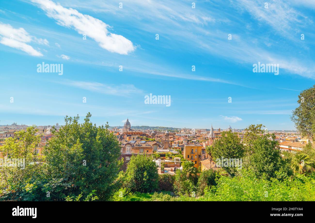 Rome seen from Pincio Terrace under a blue sky, Italy Stock Photo - Alamy