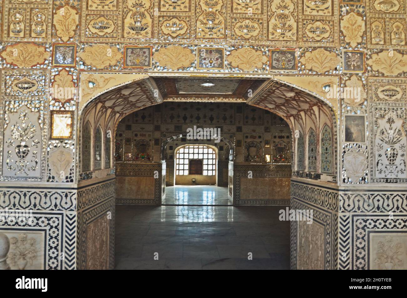 Interior view of the Amer fort in India Stock Photo - Alamy