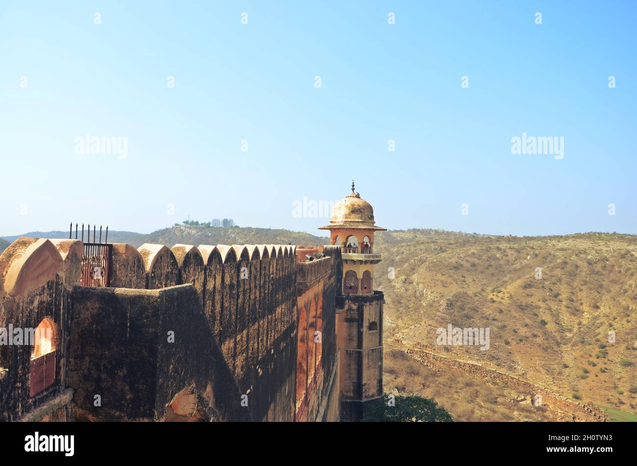Scenic view of Jaigarh Fort in India on a clear sky background Stock ...