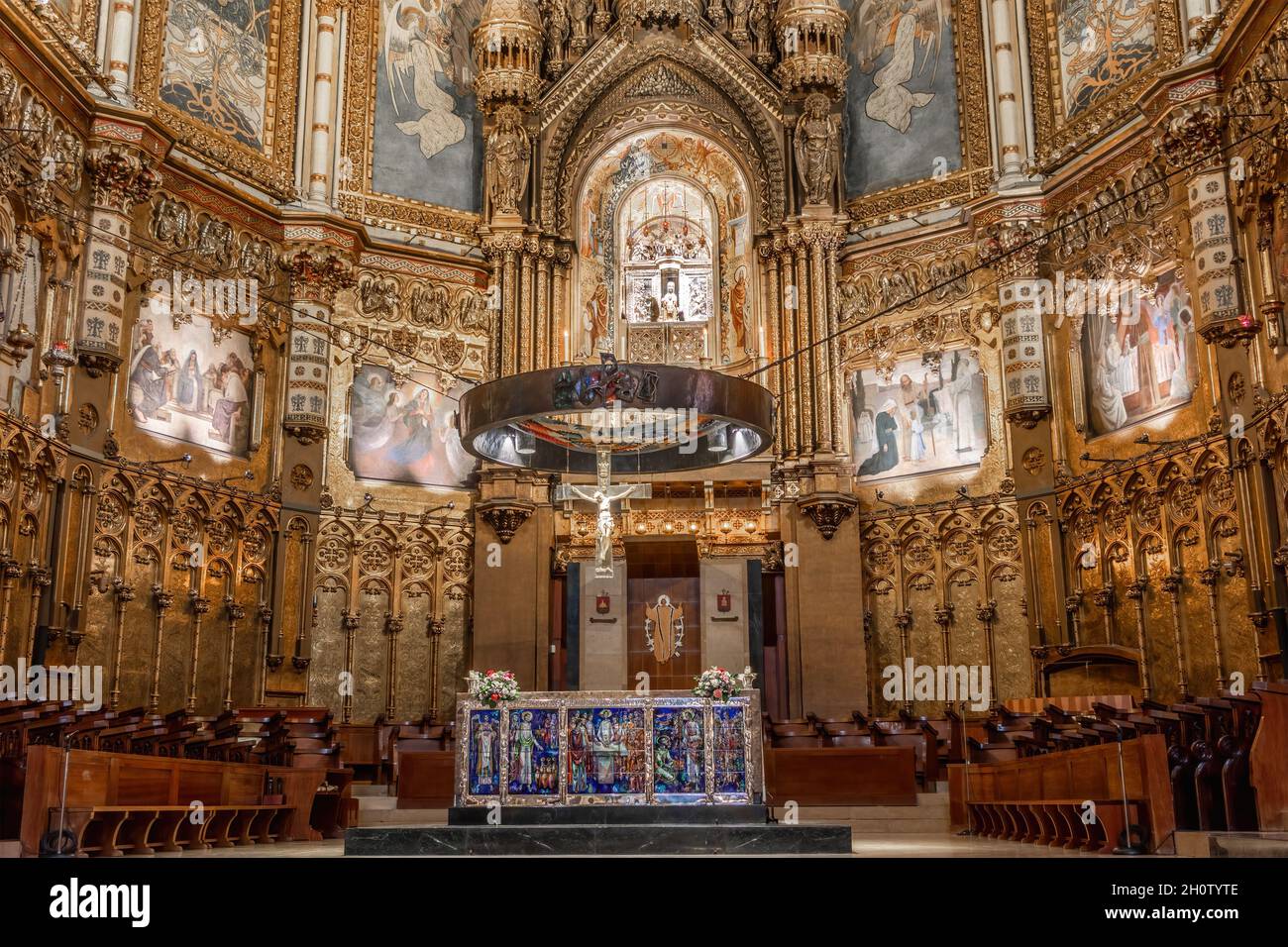 Montserrat, Spain - September 21, 2021: Main altar and altarpiece of ...