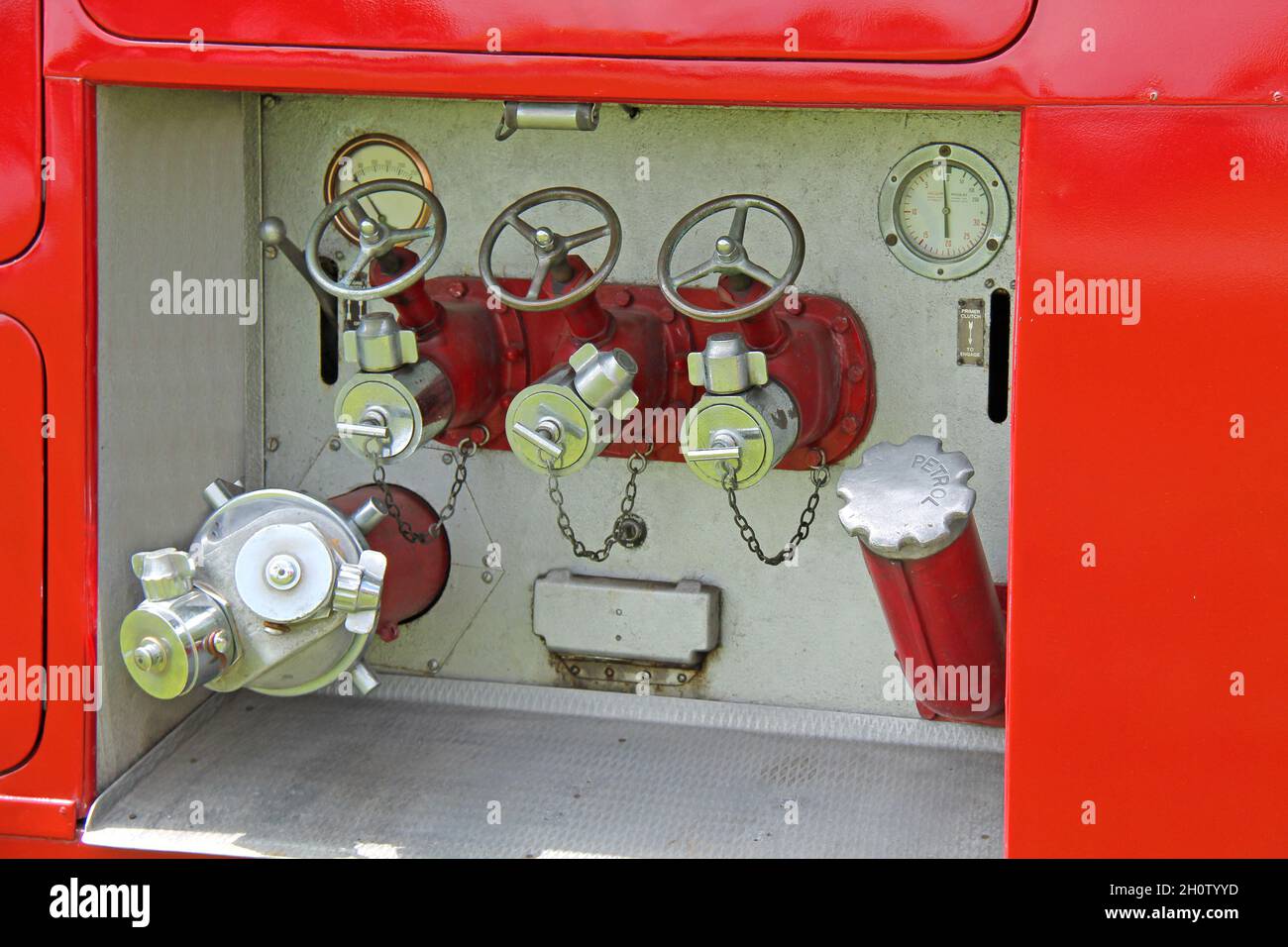 The Controls and Valves of a Fire Engine Tender Stock Photo - Alamy
