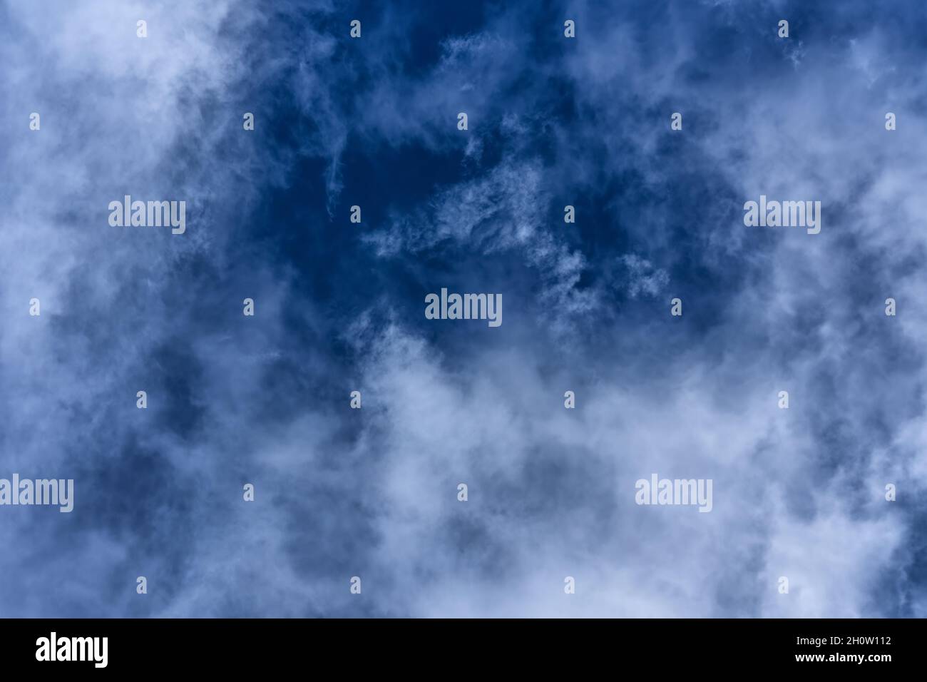 Beautiful high and deep cold blue sky of frosty Northern winter weather ...