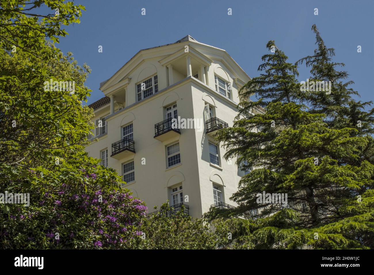 Luxurious building between trees Stock Photo - Alamy