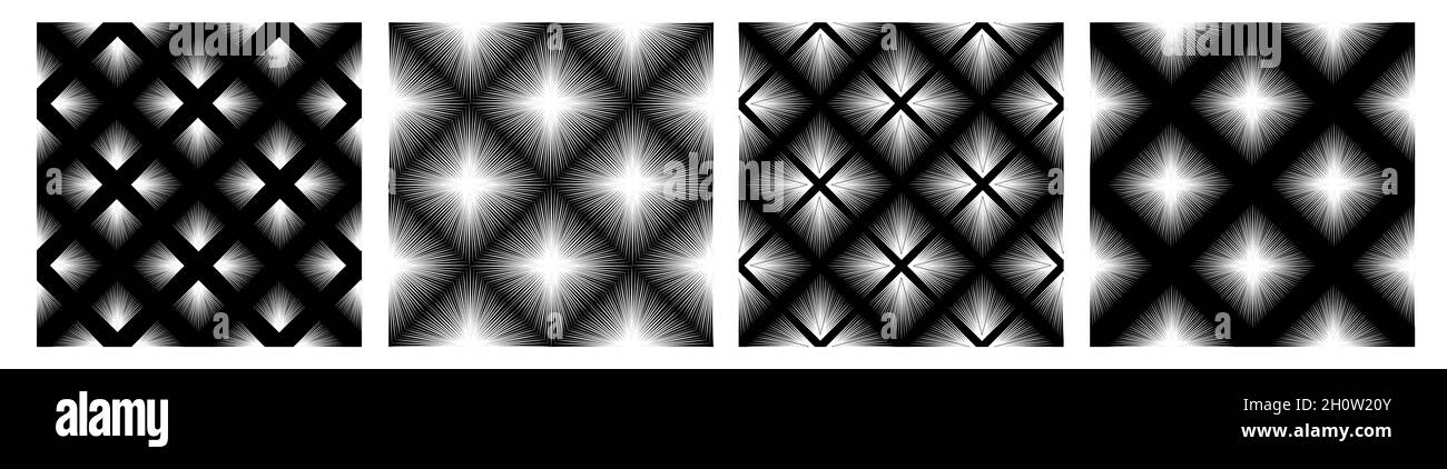 Abstract ornamental line seamless pattern set. Collection of geometric seamless patterns ...