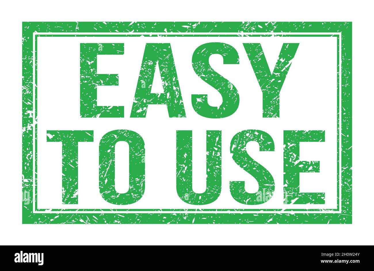 EASY TO USE, words written on green rectangle stamp sign Stock Photo ...