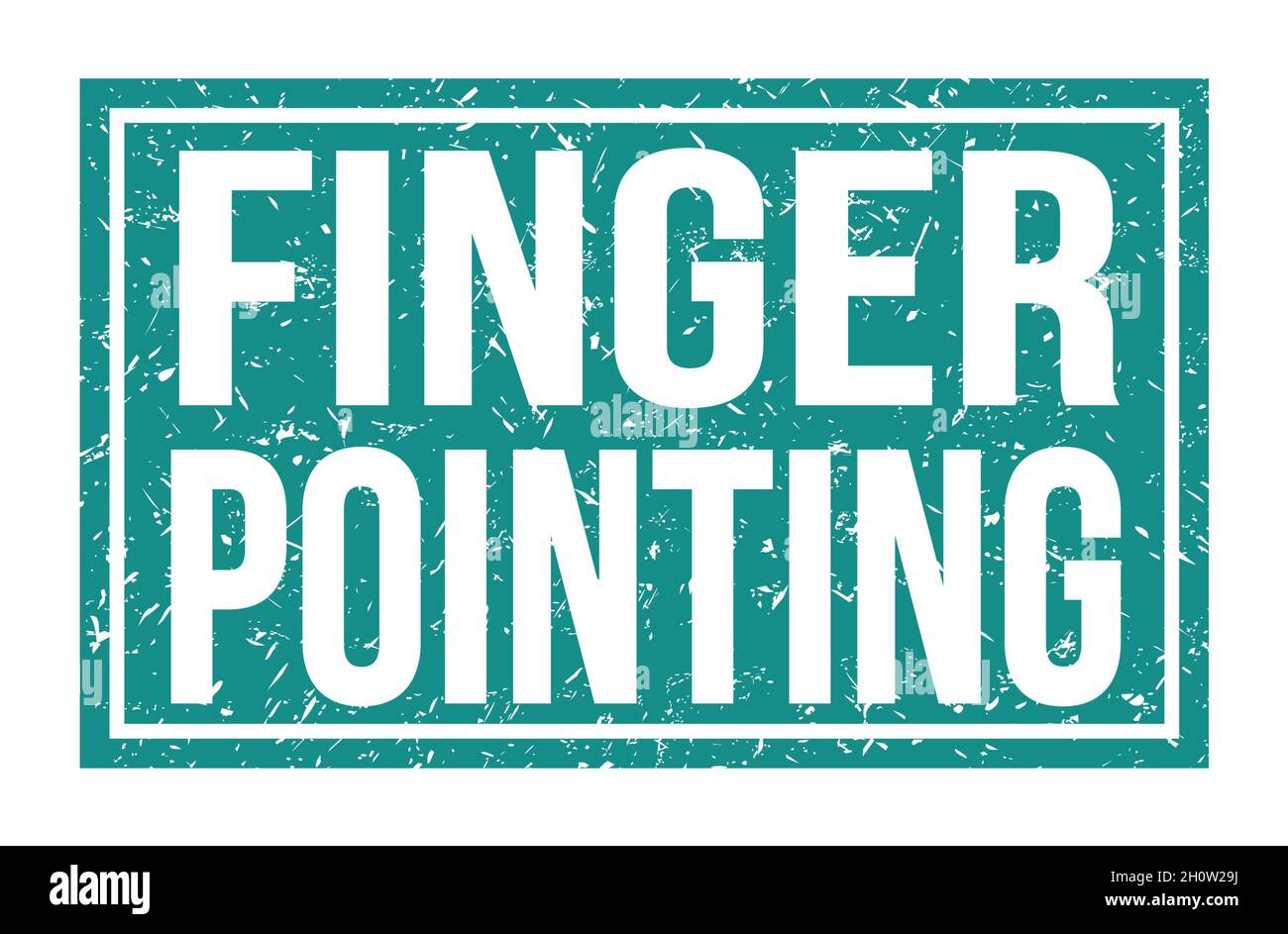 FINGER POINTING, words written on blue rectangle stamp sign Stock Photo ...