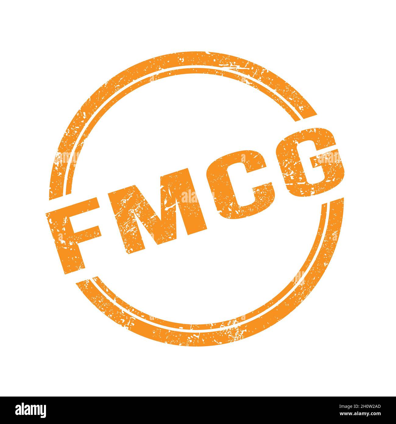 FMCG text written on orange grungy vintage round stamp Stock Photo - Alamy
