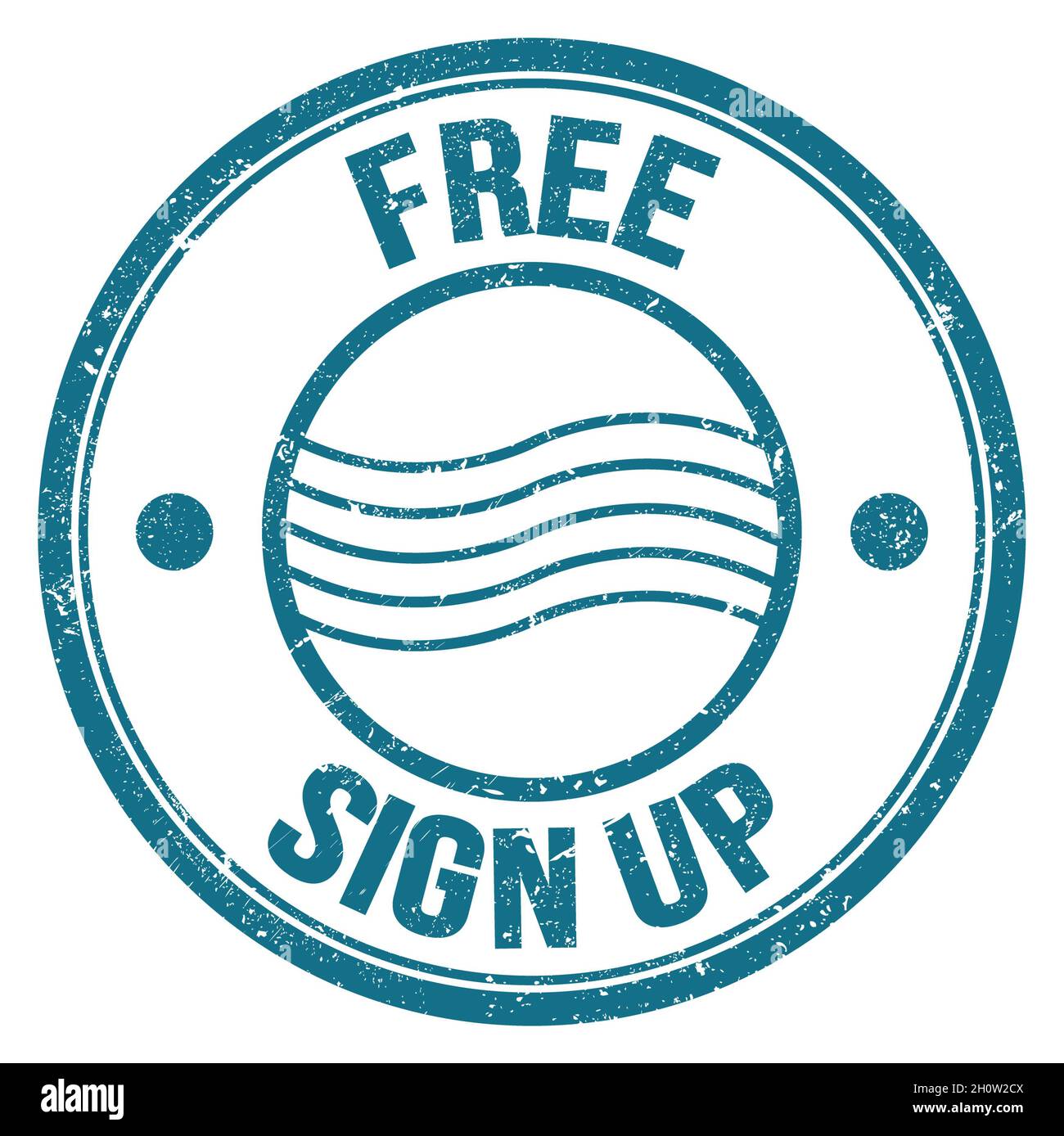 FREE SIGN UP text written on blue round postal stamp sign Stock Photo ...