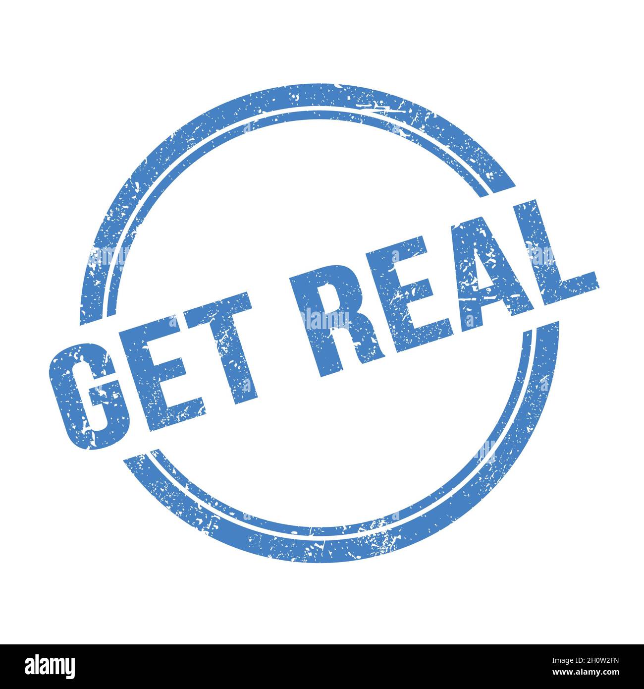 GET REAL text written on blue grungy vintage round stamp Stock Photo ...
