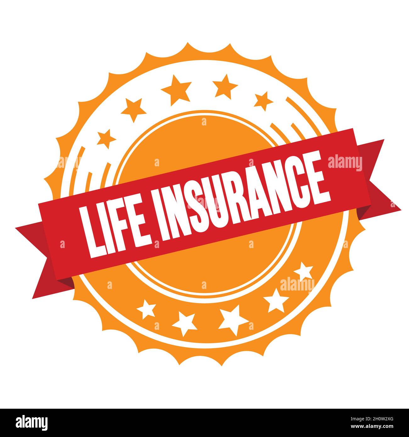 LIFE INSURANCE text on red orange ribbon badge stamp Stock Photo - Alamy