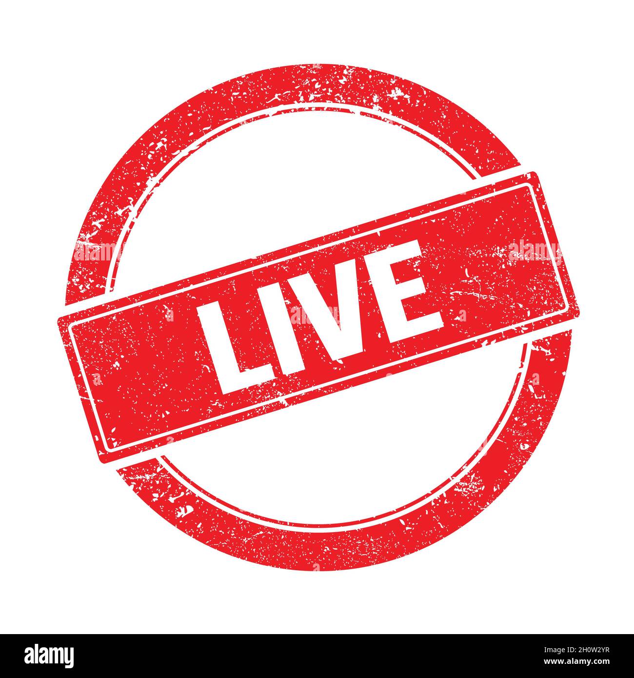 LIVE text on red grungy round vintage stamp Stock Photo - Alamy