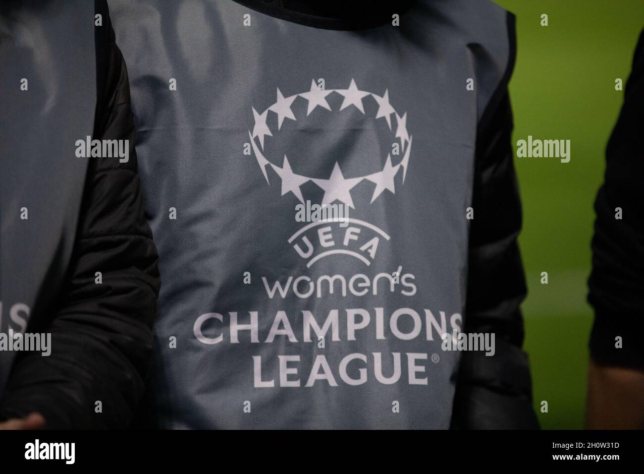 London, UK. 14th Oct, 2021. A UEFA Womens Champions League bib at the UEFA Womens Champions ...