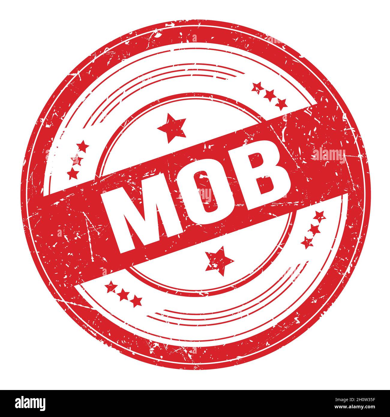 MOB text on red round grungy texture stamp Stock Photo - Alamy