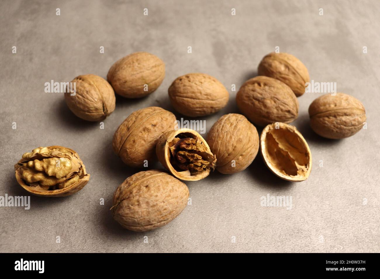 Food wallpaper. Walnuts on old table background for banner concept ...