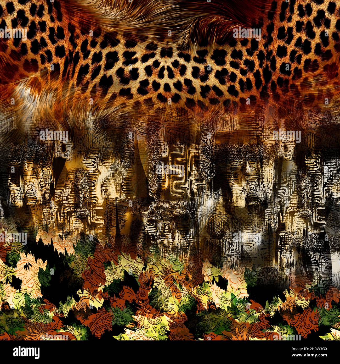 Fashionable print, abstract leopard skin with geometric shapes Stock ...