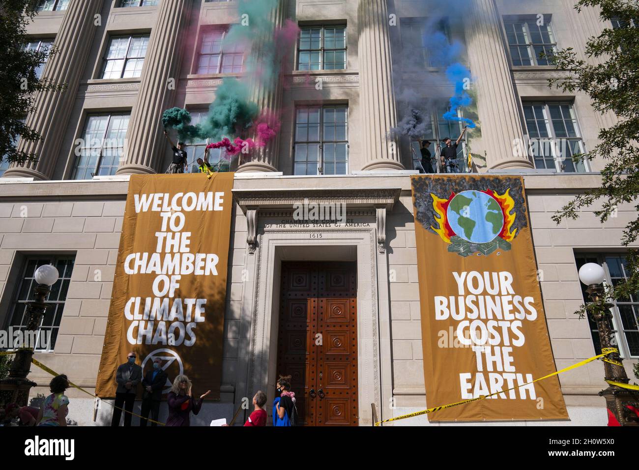 Washington, United States. 14th Oct, 2021. Demonstrators with climate ...
