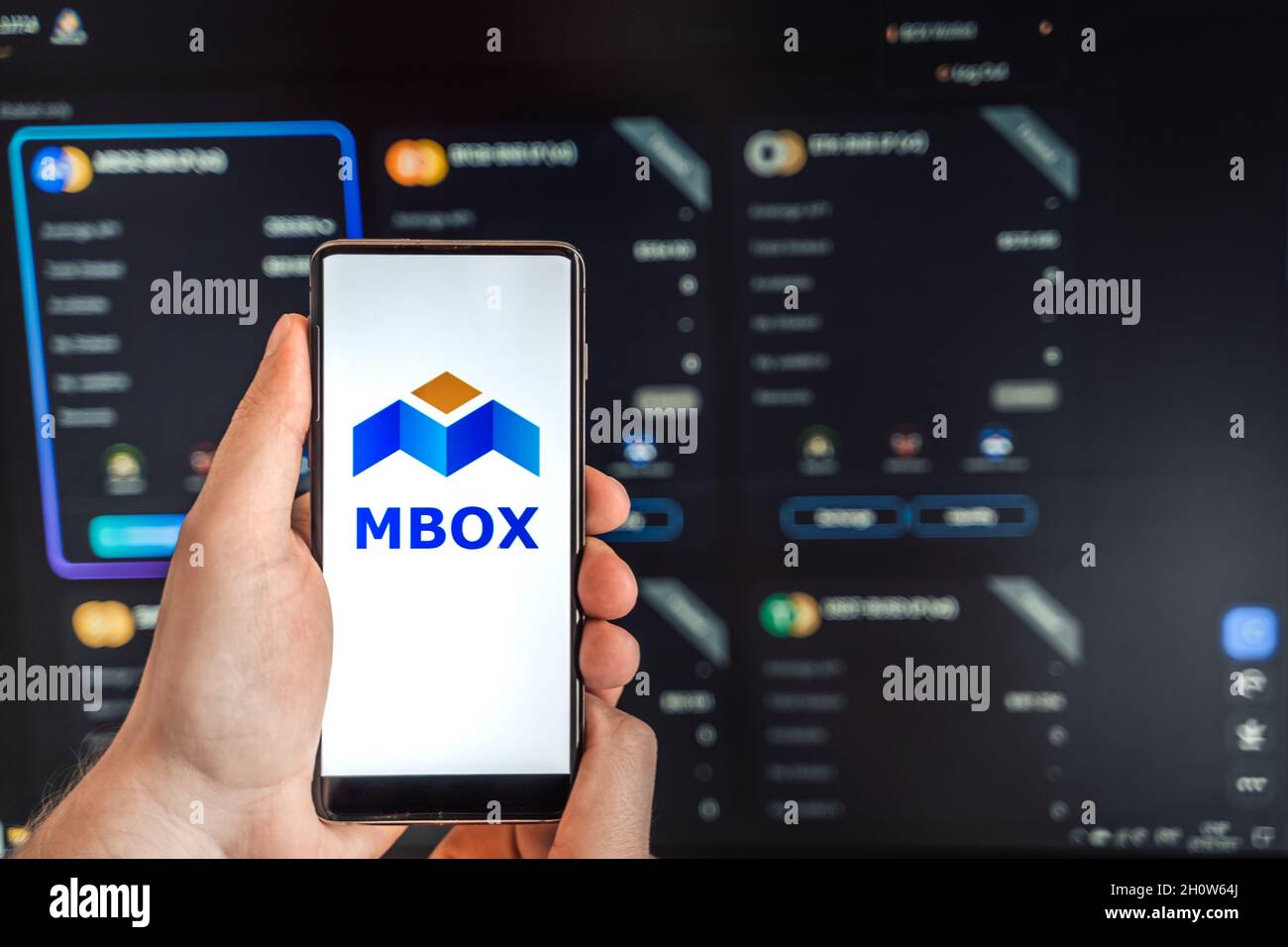 Russia Moscow 04.09.2021.Logo,screenshot of Mobox,Momo NFT Farmer ...