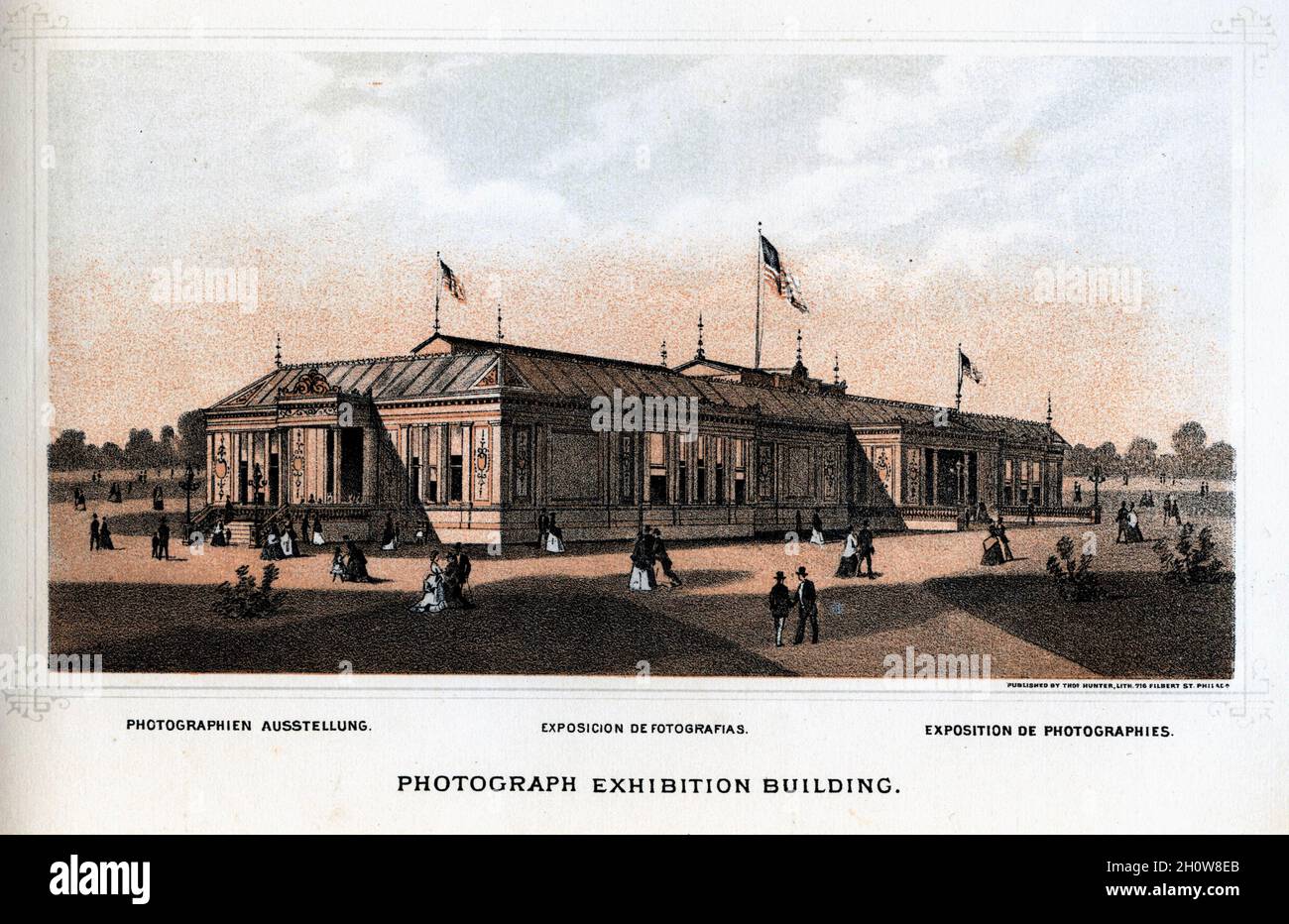 Lithograph of the exterior of the Photography Exhibition Building at ...