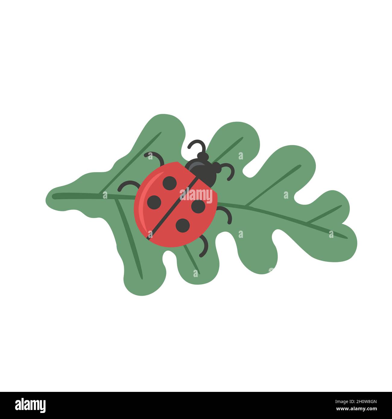 Ladybug sitting on green leaf Stock Vector Image & Art - Alamy