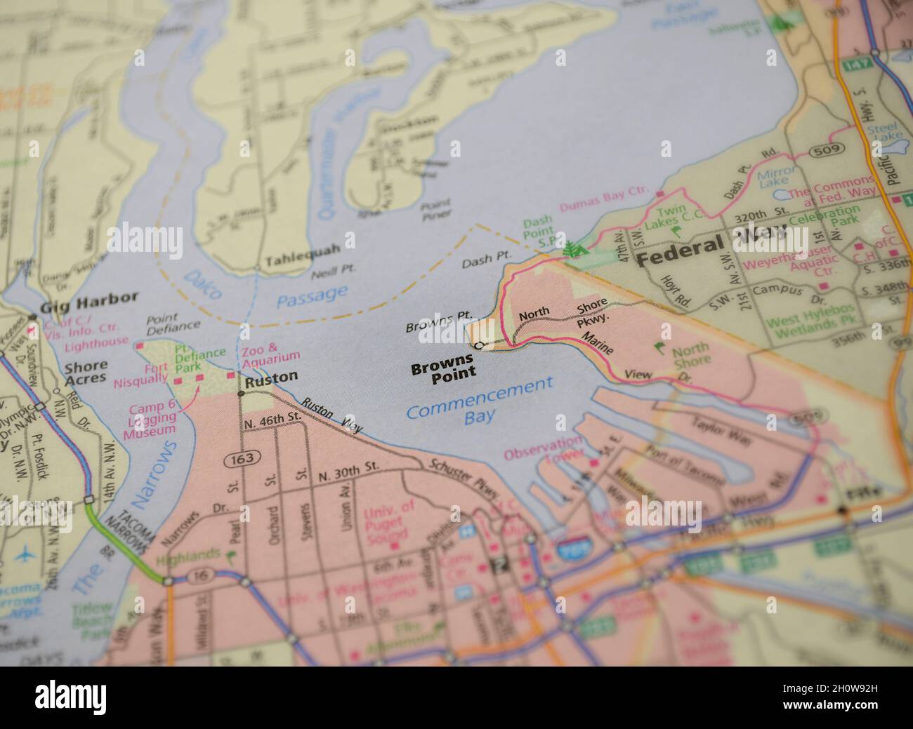 Map of city of Browns Point, WA Stock Photo - Alamy