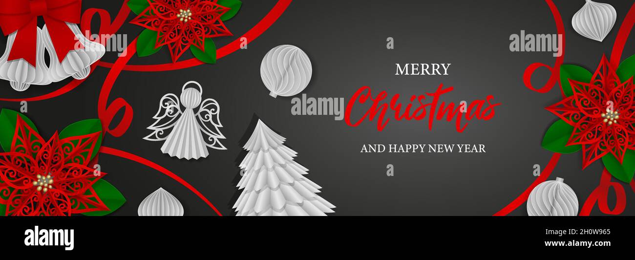 Christmas banner with paper decorations Stock Vector Image & Art - Alamy
