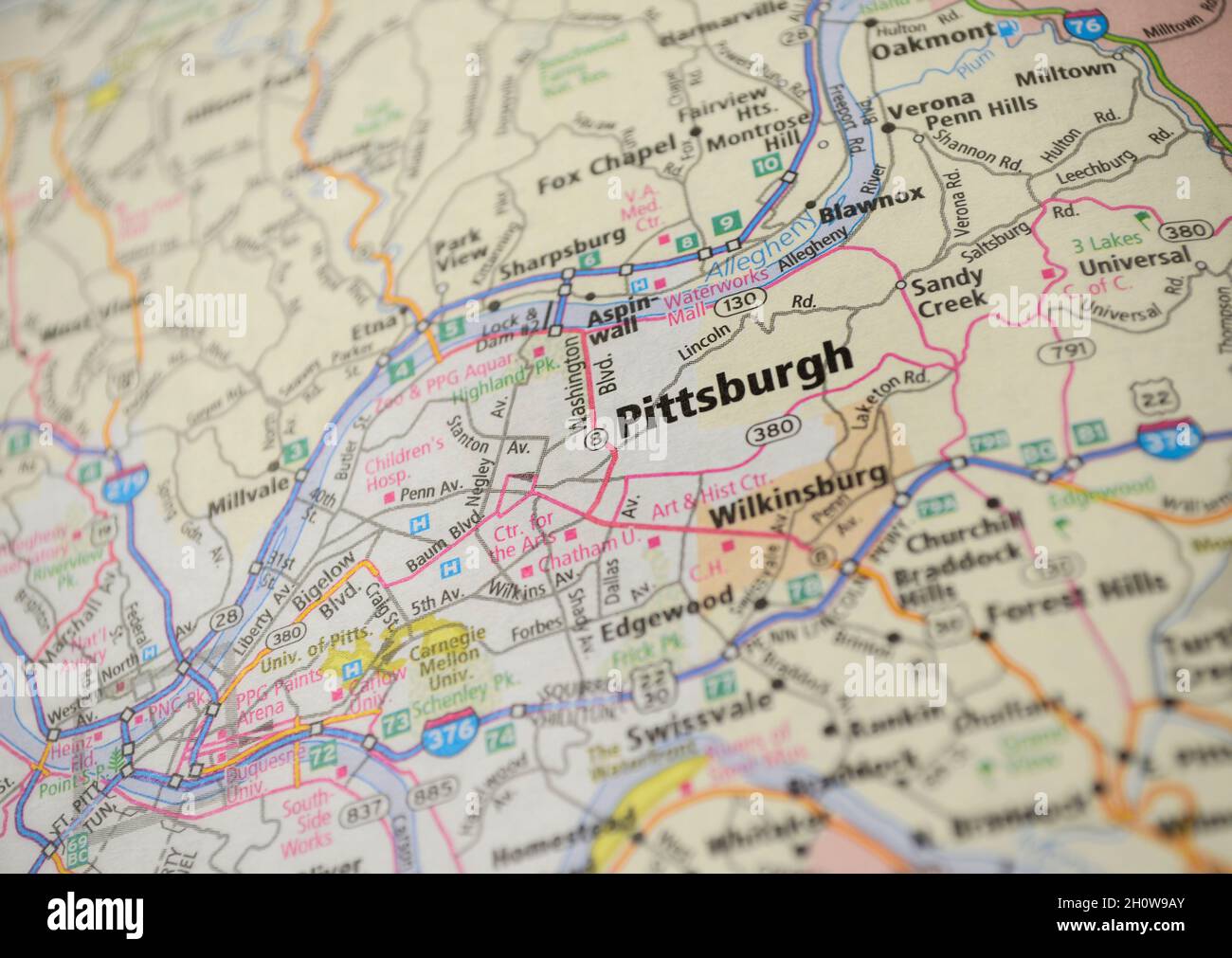 Map of city of Pittsburgh, PA Stock Photo - Alamy