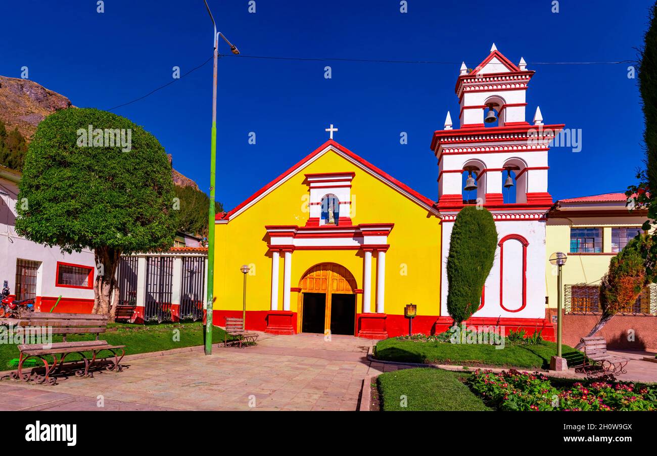 OLD COLONIAL CHURCH LOCATED IN THE CITY OF HUANCAVELICA IN PERU Stock ...
