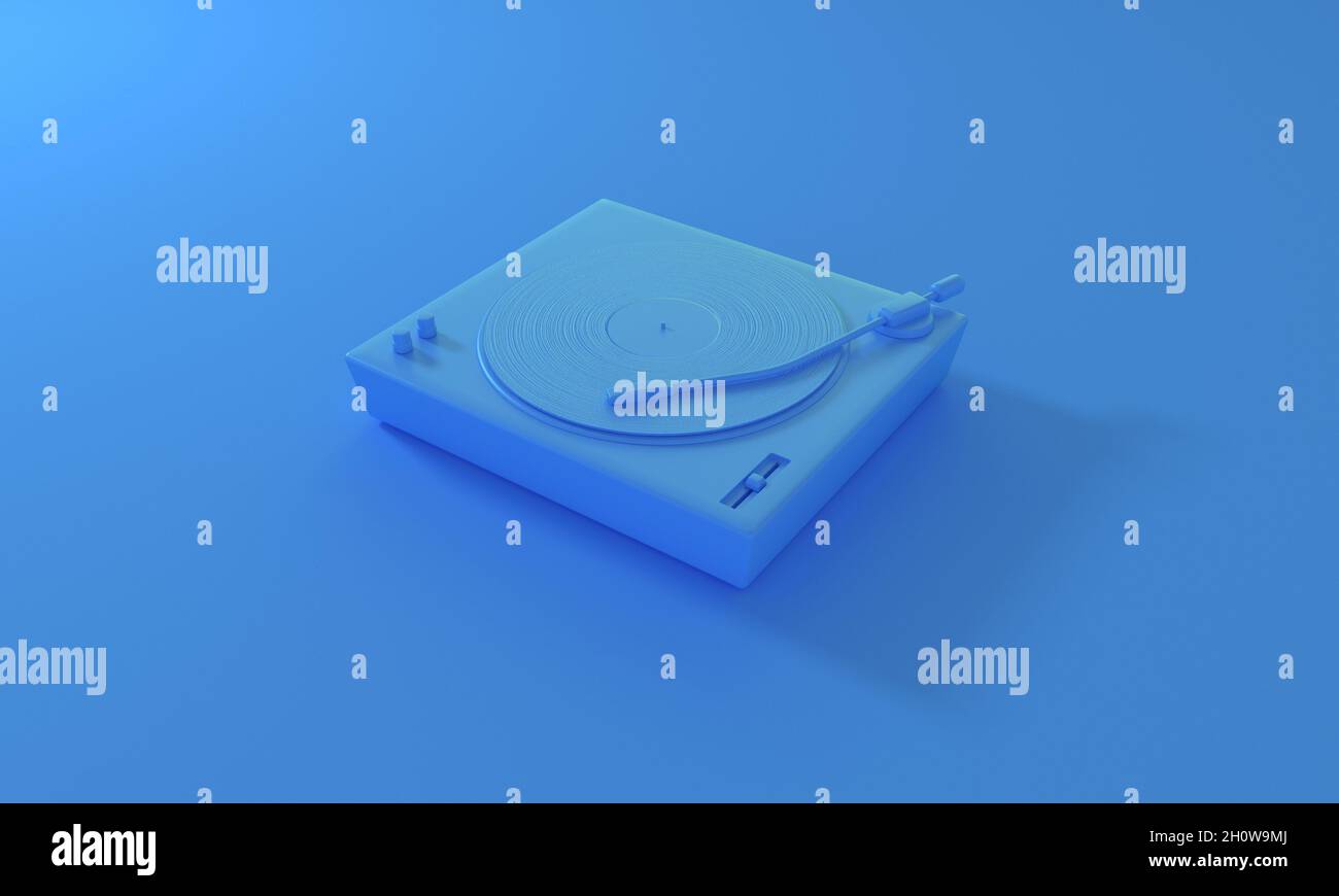 Blue 3D rendered vinyl turntable for wallpaper and background Stock ...