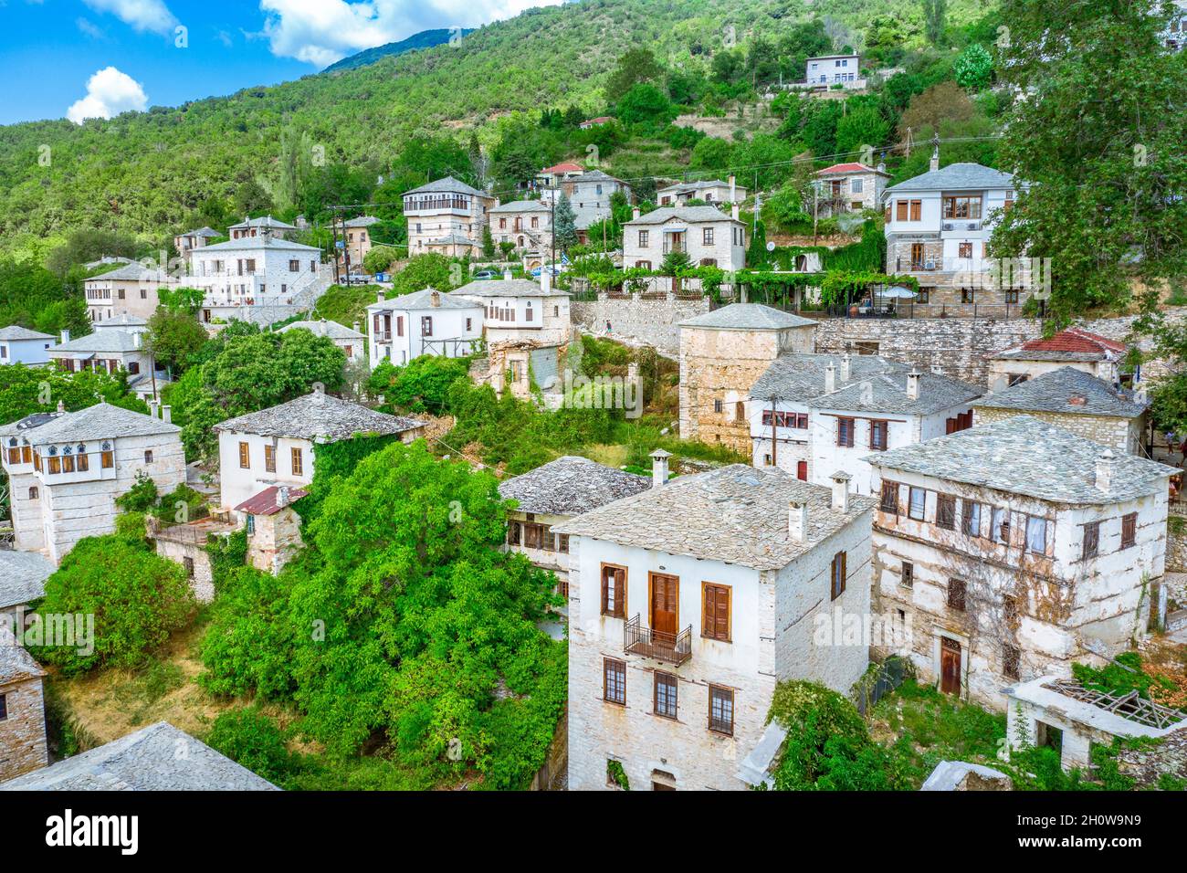 Traditional greek village of Pinakates on Pelion mountain in central ...