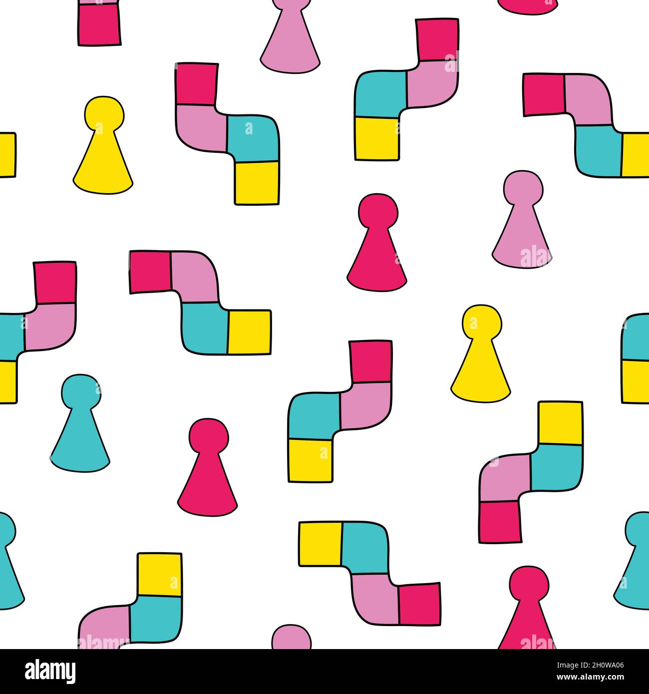 Board game themed seamless pattern on white background. Pattern for ...