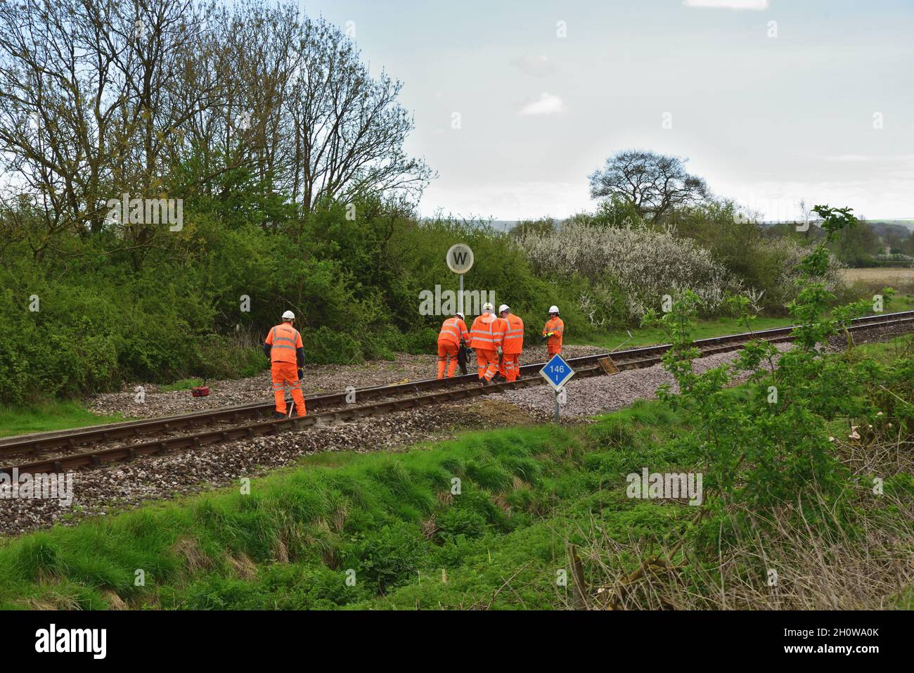 Network Rail engineers working on the railway line south of Yetminster ...