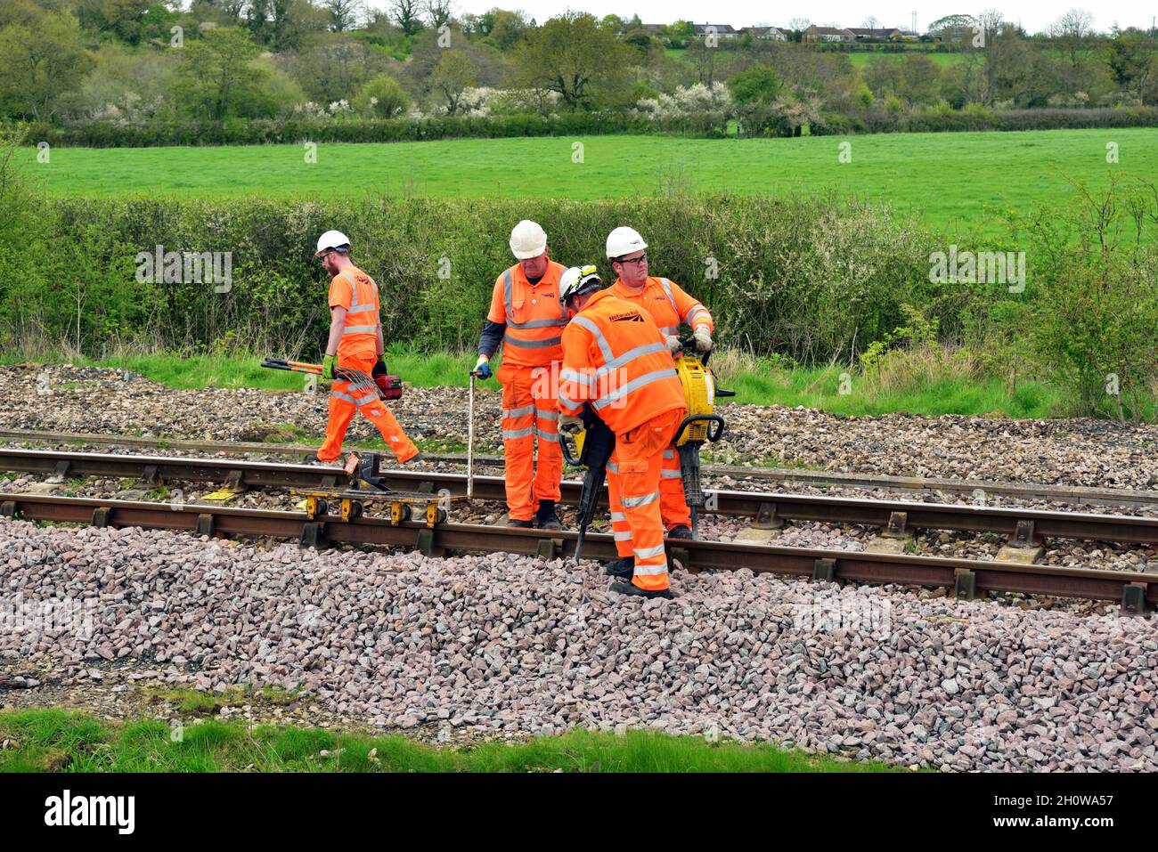 Network Rail engineers working on the railway line south of Yetminster ...