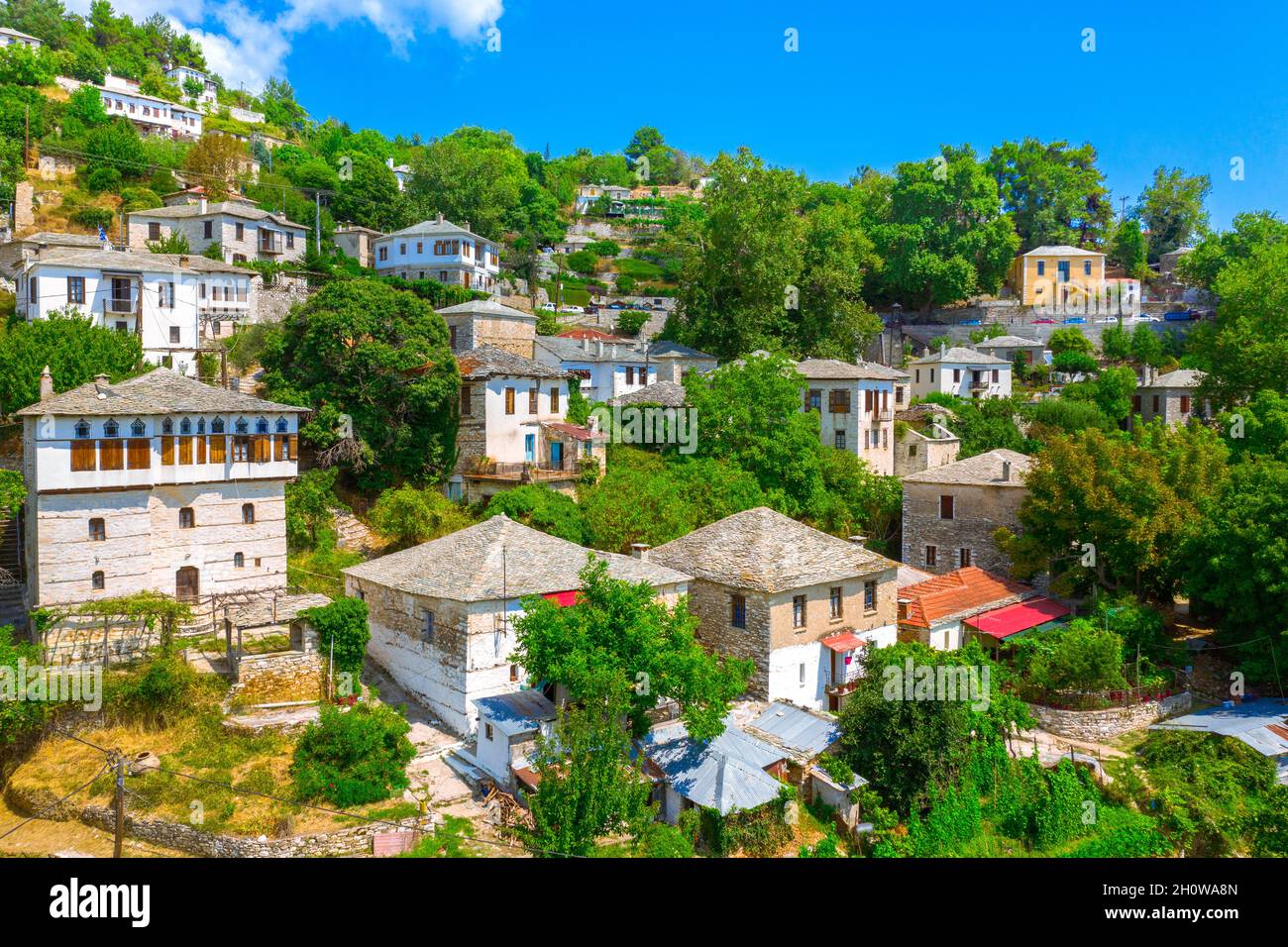 Traditional greek village of Pinakates on Pelion mountain in central ...