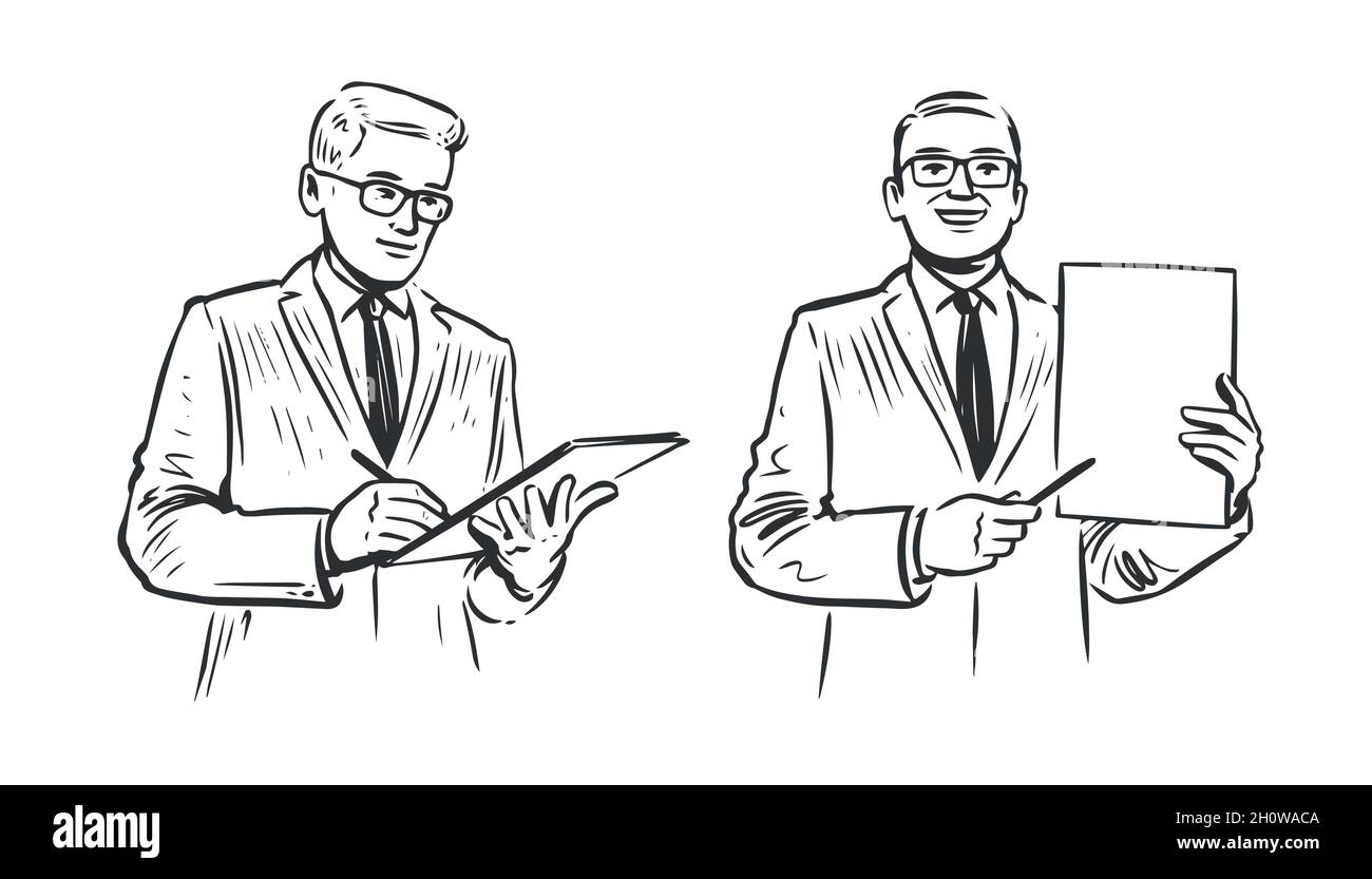 Businessman sketch. Business concept. Hand drawn vector illustration ...