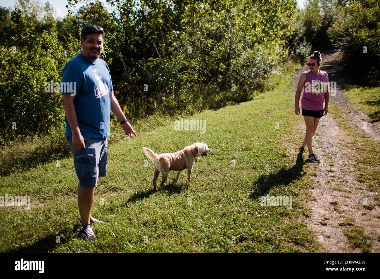 In Laws Standing at Quarry with Dog in Cincinnati Stock Photo - Alamy