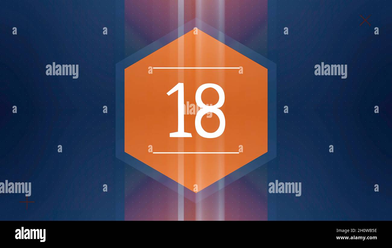 The number 18 appears and has glow and light streaks. Numbers Animation ...