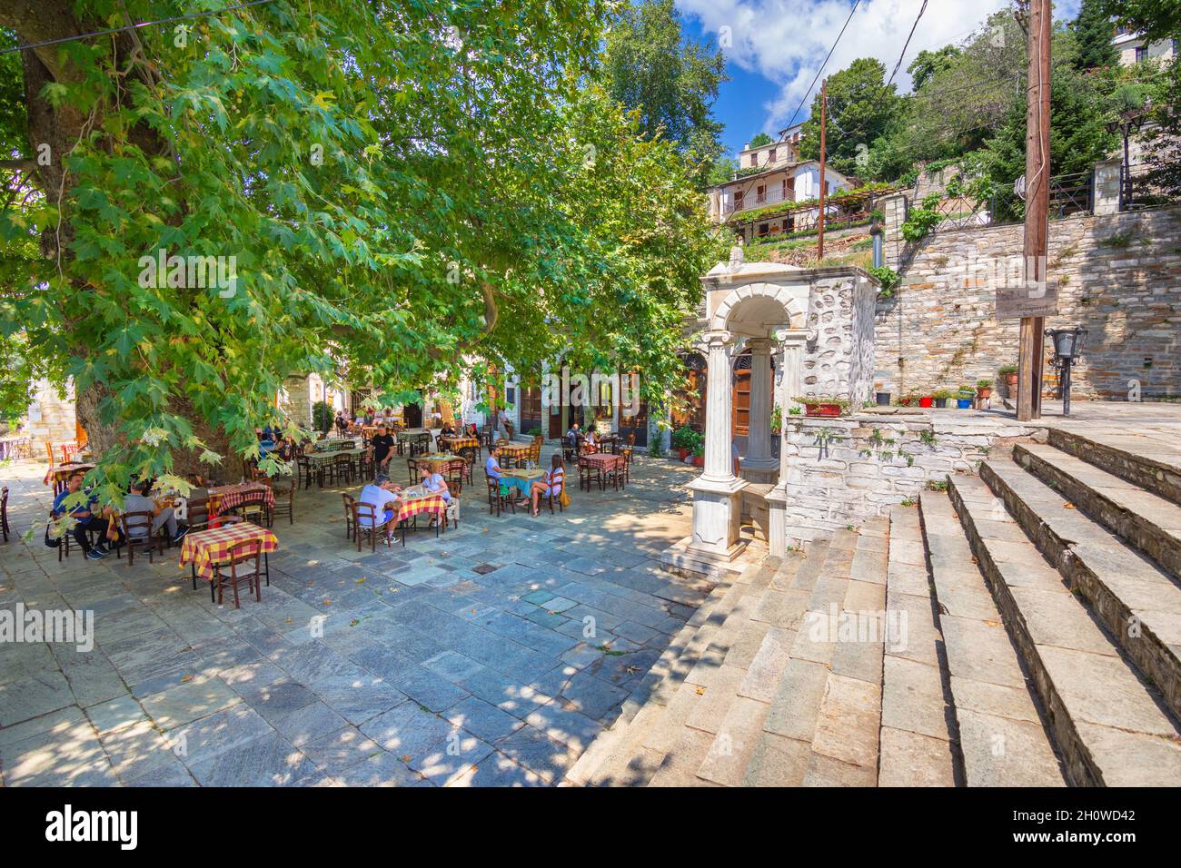 Traditional greek village of Pinakates on Pelion mountain in central ...