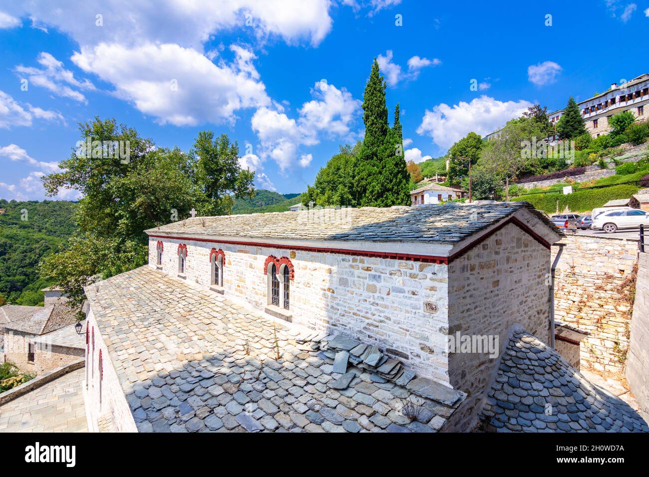 Traditional greek village of Pinakates on Pelion mountain in central ...