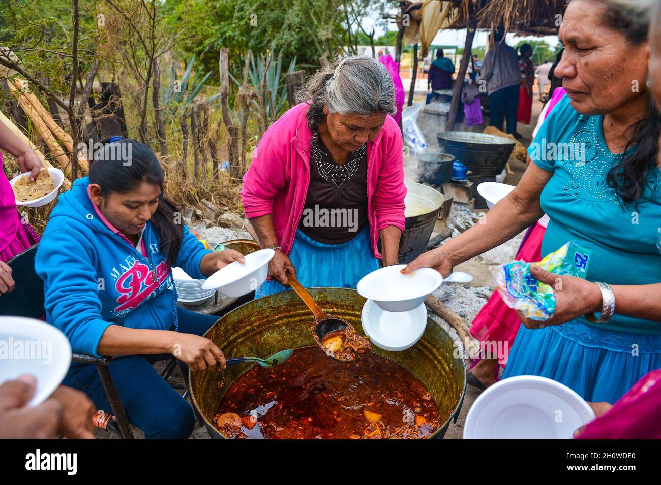 Yaqui indigenous community gathered for a traditional Wacabaque meal ...