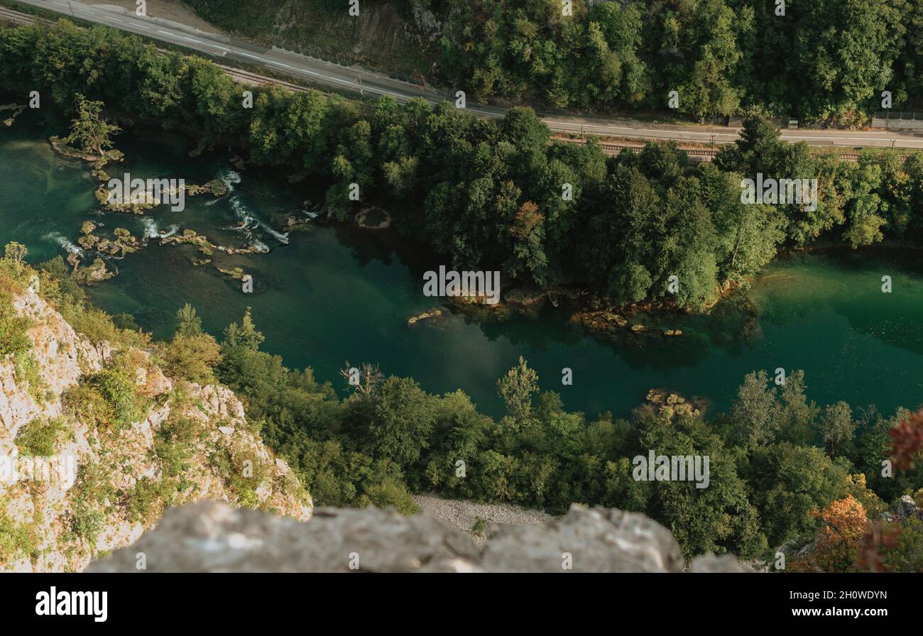 Aerial shot river flowing surrounded hi-res stock photography and ...