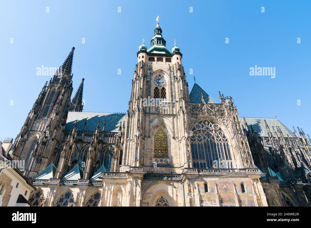 Exterior Gothic architectural detail and structure of St. Vitus ...