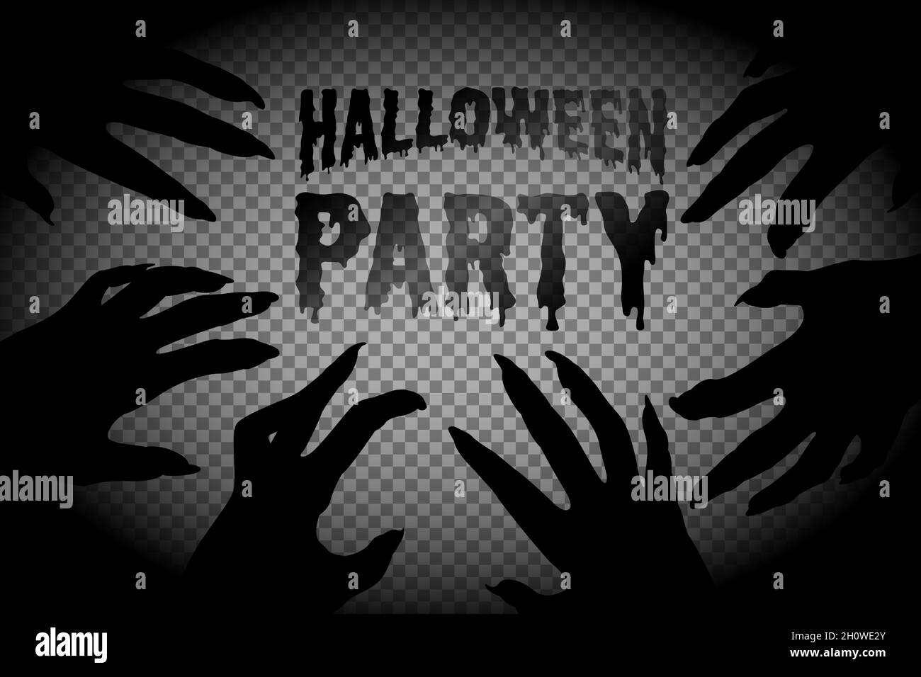 Halloween, zombie hands. Rectangular frame with a silhouette of the ...