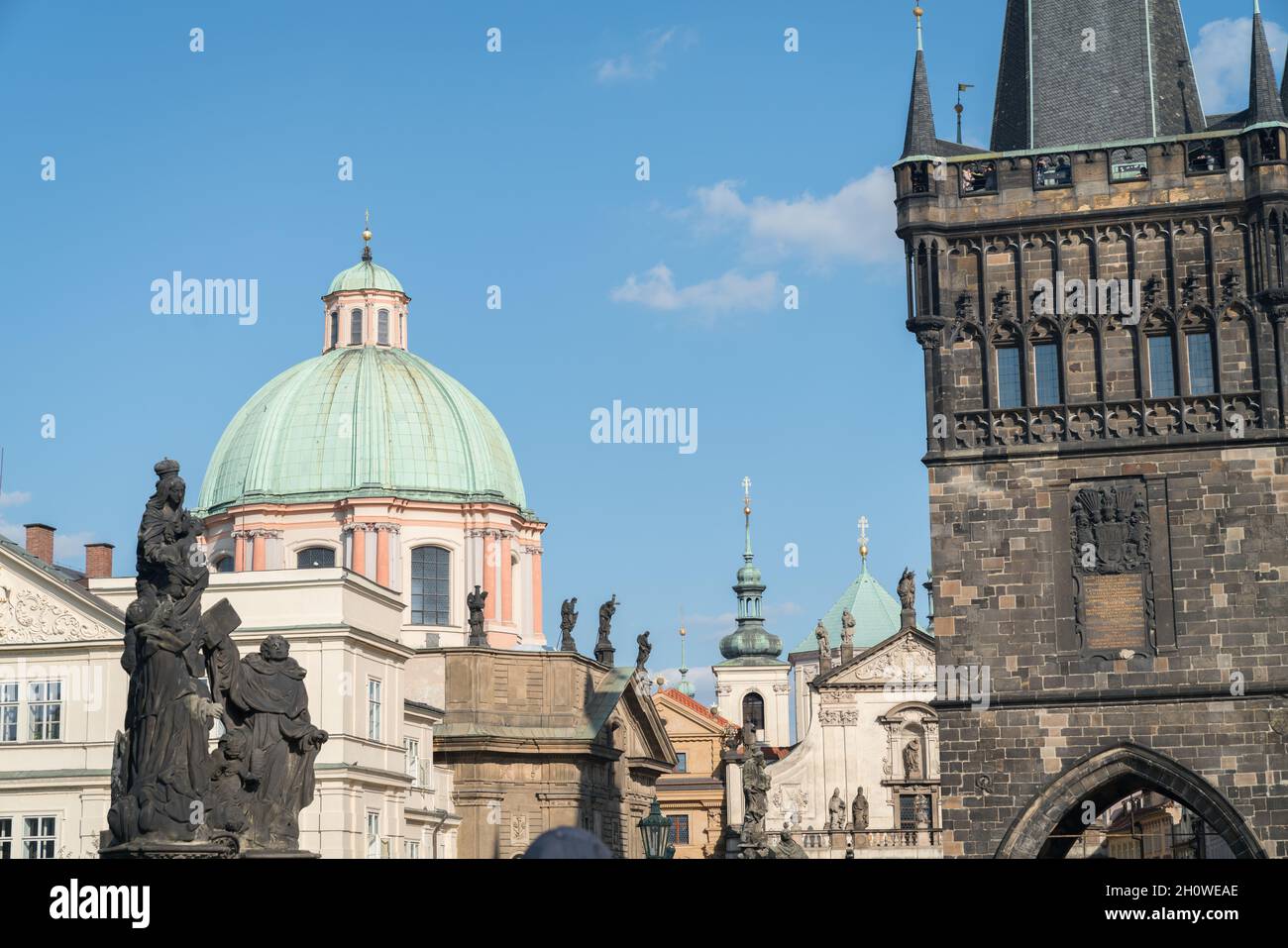 Architectural and facades , towers and religious statues atop buildings ...