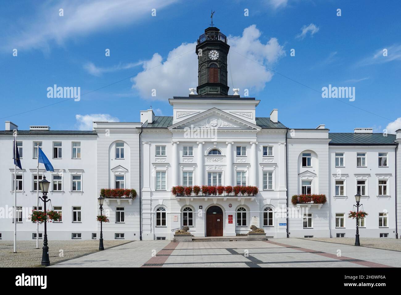 The Neo-Classical town hall in the Old Market Square in Plock Poland ...