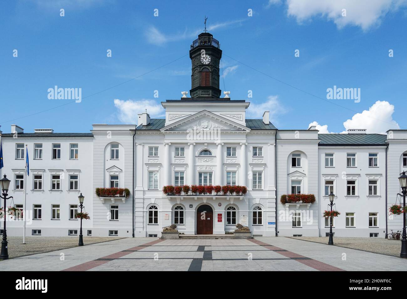 The Neo-Classical town hall in the Old Market Square in Plock Poland ...