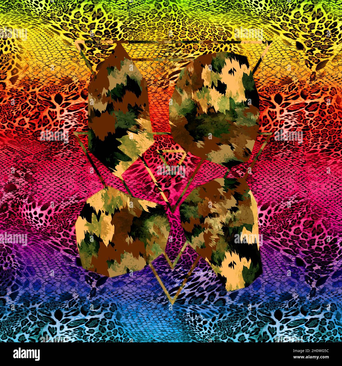 Fashionable print, abstract leopard skin with geometric shapes Stock ...