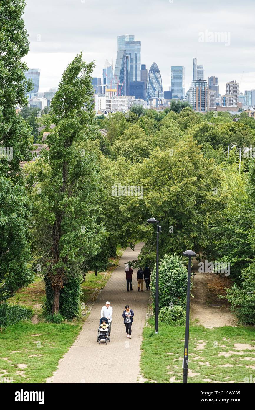 View of the City of London from Stave Hill in London, England, United ...