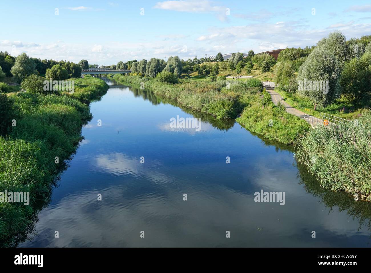 River Lea at the Queen Elizabeth Olympic Park in London England United ...