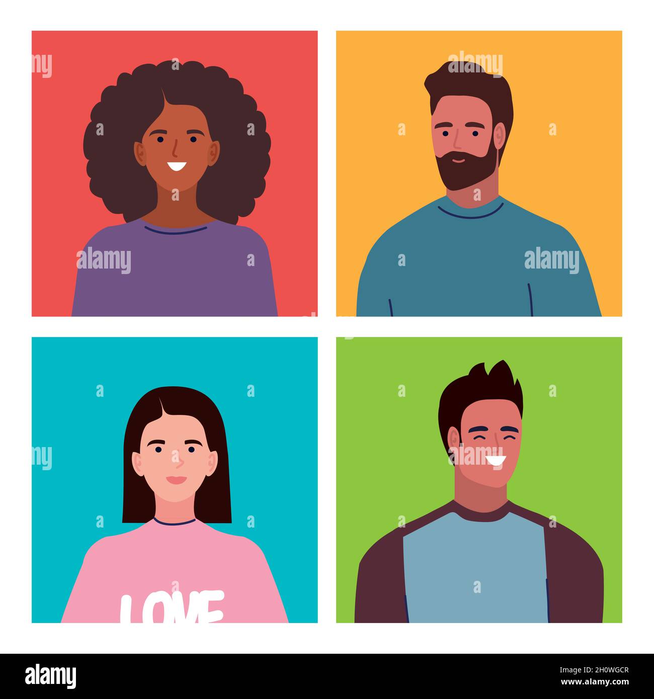 four young persons characters Stock Vector Image & Art - Alamy